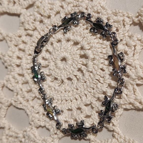 Jewelry | 7 Silver Tone Abalone Lizard Gecko Bracelet | Poshmark